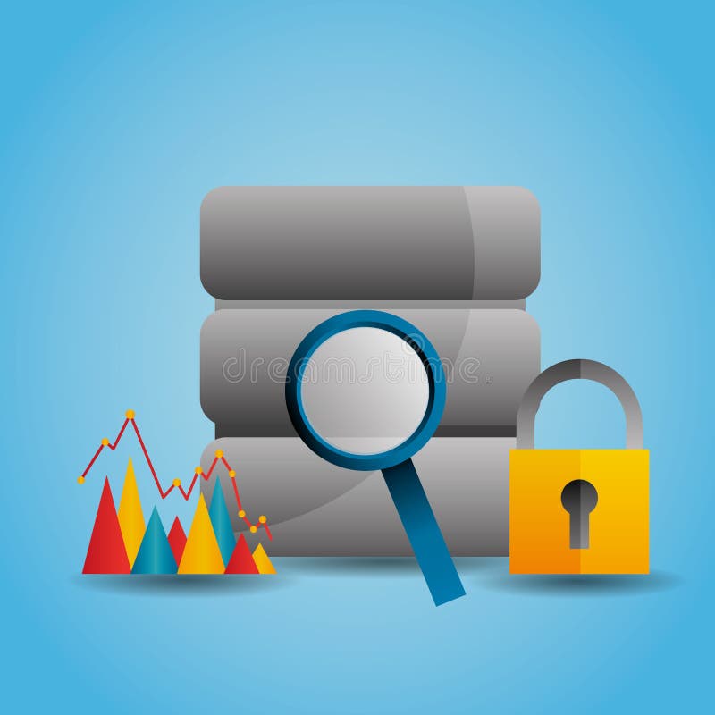 Data Server Magnifier Search Graph Security Stock Vector - Illustration ...