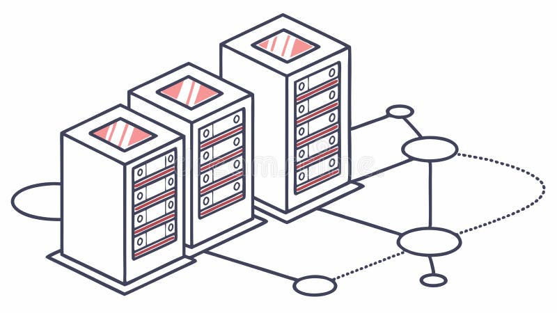 Data Server Racks Connected by Network, Cloud Computing, Vector Design Generative AI Stock ...
