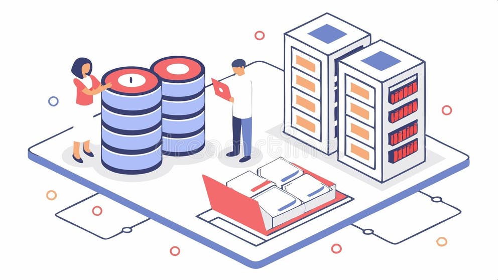 Data Server Room, Information Technology Infrastructure Vector Design ...