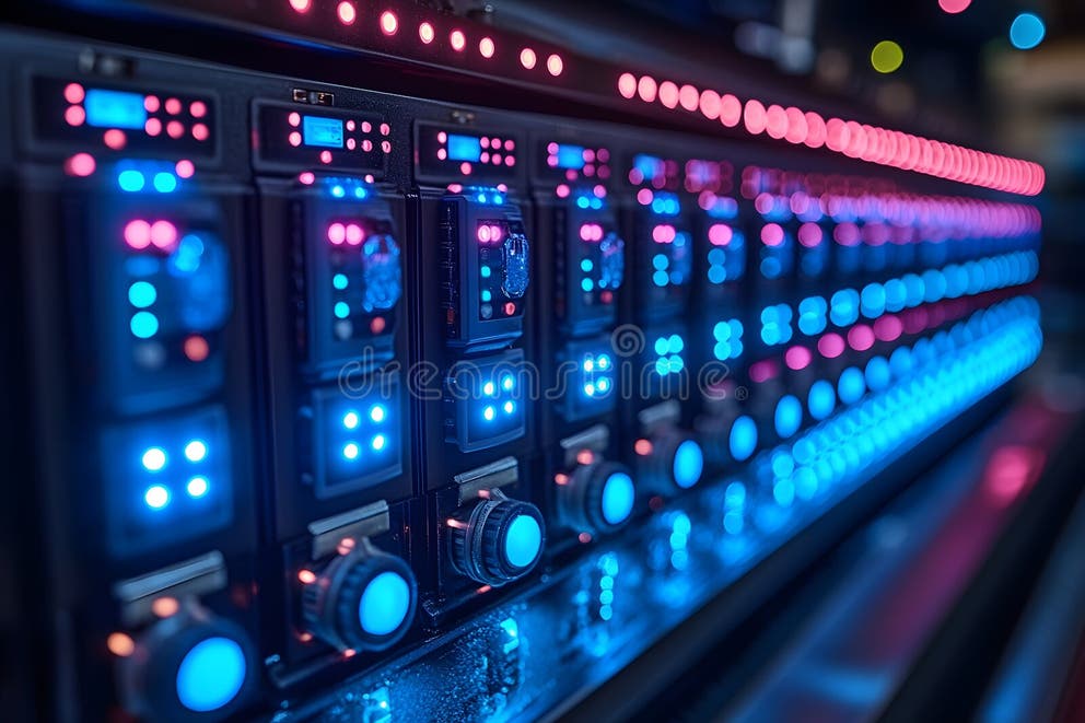 Data Server Room with LED Panel Controls - Technology Infrastructure ...