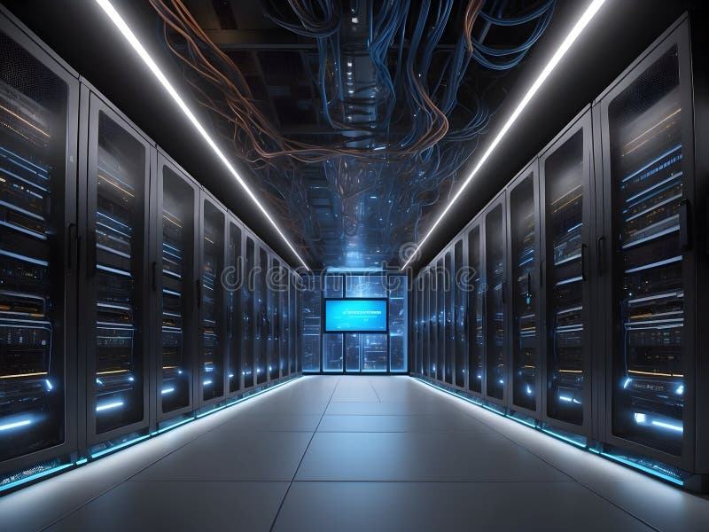Data Server Room and Privacy Management Stock Image - Image of center ...