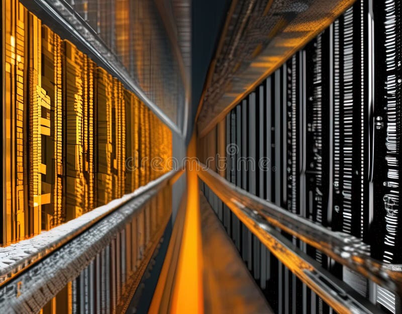 Data Server Room in Server Center with Server Racks Stock Illustration ...