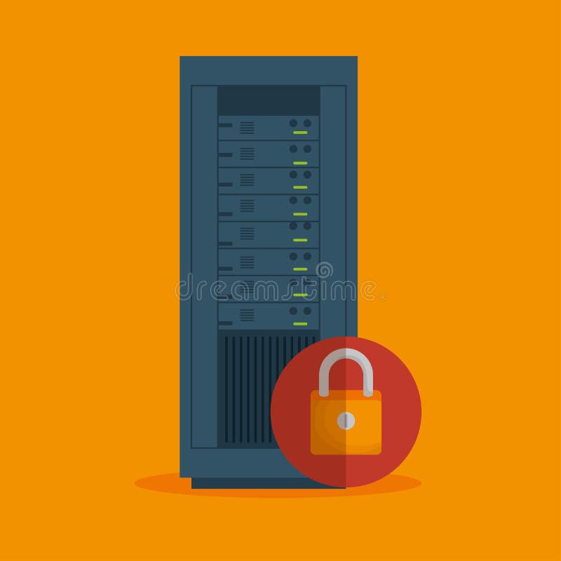 Data Server Security Lock Icon Stock Illustration - Illustration of ...