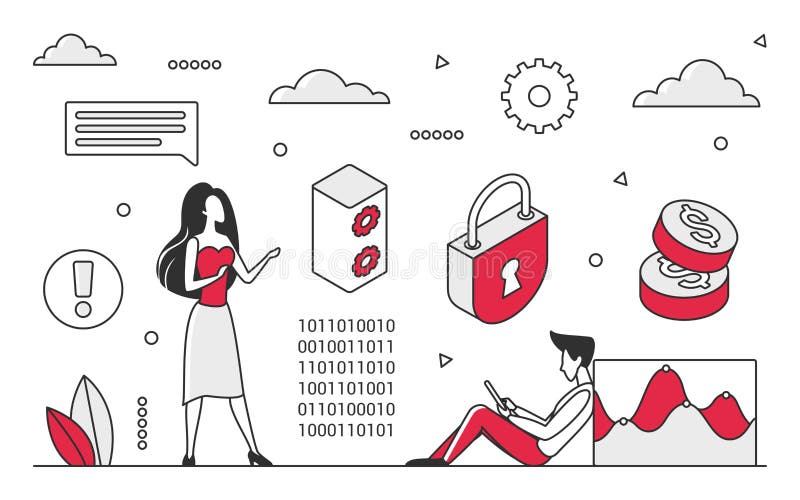 Data server storage room stock vector. Illustration of information ...
