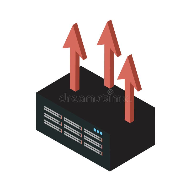 Data Server Tower with Arrows Up Stock Vector - Illustration of digital ...
