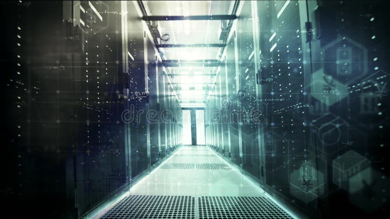 Data Servers Behind Glass Panels in the Server Room of the Data Center ...