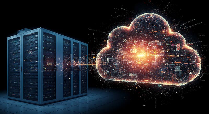 Data Servers Connecting To Cloud Network for Computing Technology Stock Illustration ...