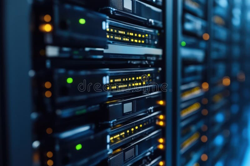 Data Servers Illuminated in a Modern Data Center Reflecting Advanced ...