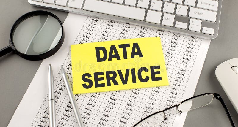 DATA SERVICE Text on a Keyboard Wirh Chart and Pencil Stock Image ...