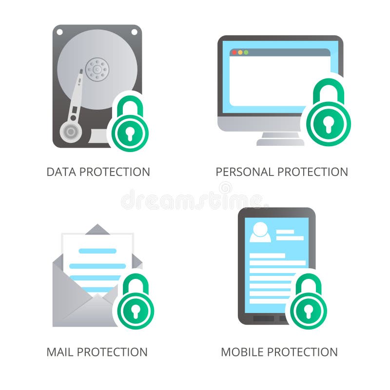 Data Set Security Icon on Your Computer, Email, Hard Drive Stock Vector ...