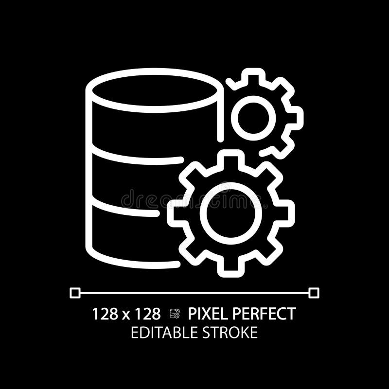 Data Settings Pixel Perfect White Linear Icon for Dark Theme Stock ...