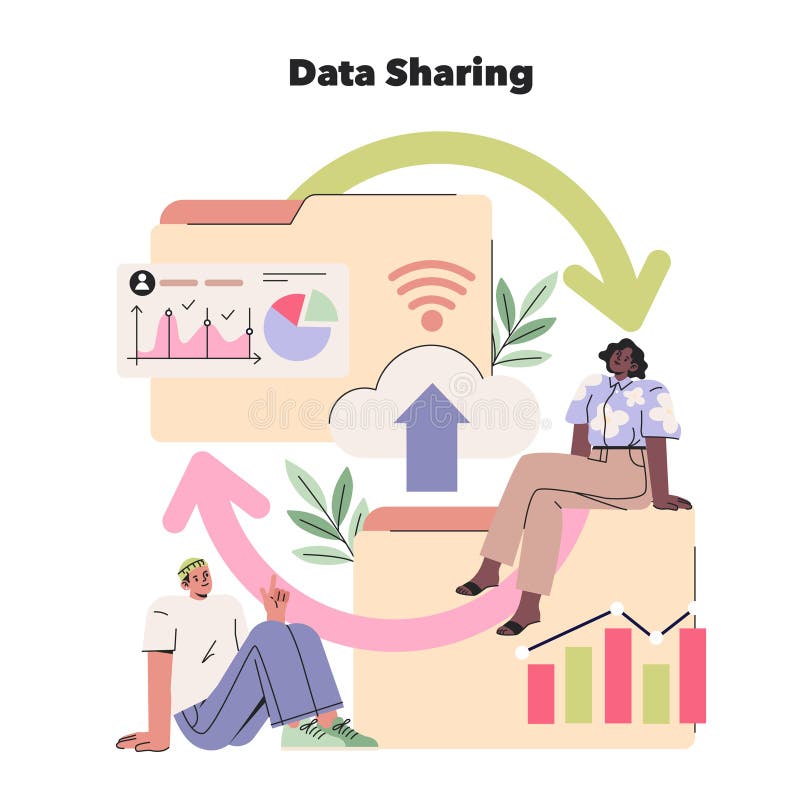 Data Sharing Concept with People Stock Vector - Illustration of statistics, communication: 395164834