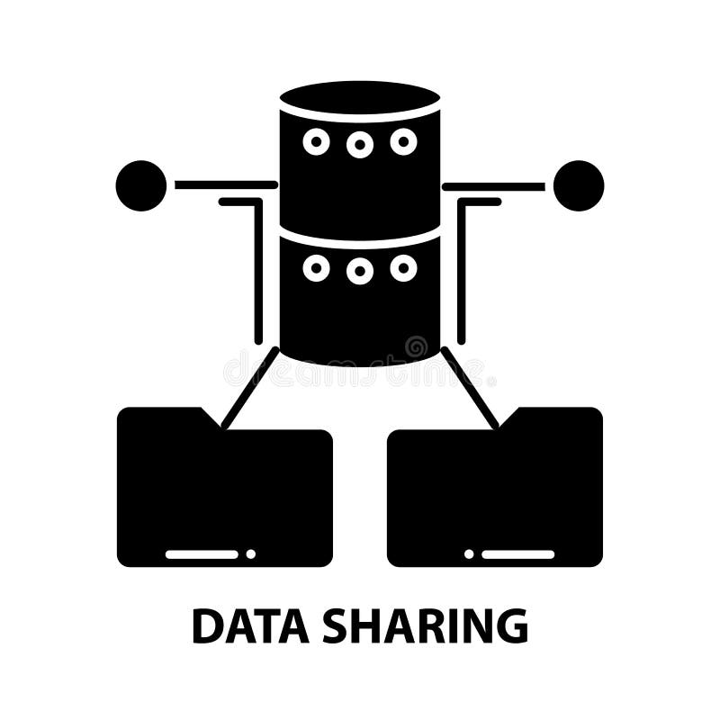 Data Sharing Icon, Black Vector Sign with Editable Strokes, Concept ...