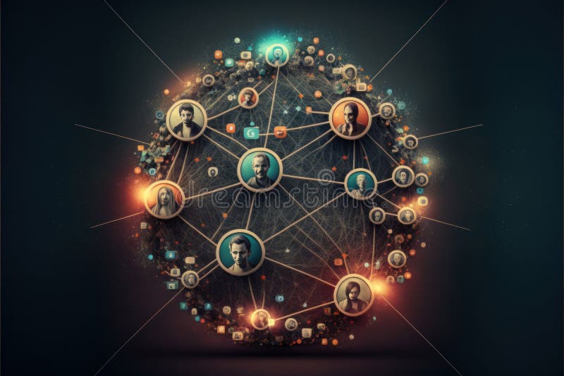 Data Sharing. Social Network Concept. Beautiful Colorful Illustration ...