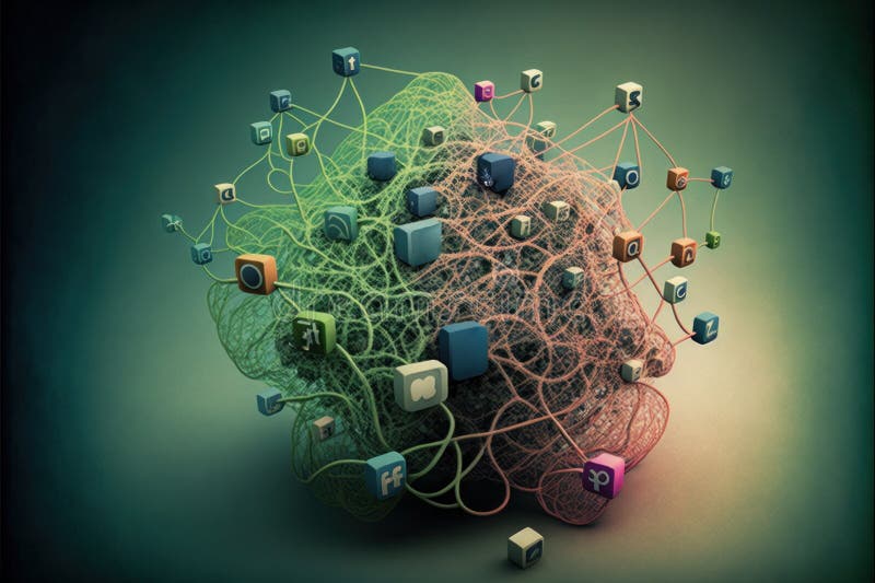 Data Sharing. Social Network Concept. Beautiful Colorful Illustration ...