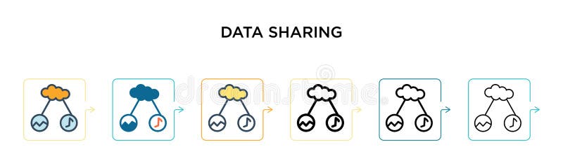 Data Sharing Vector Icon in 6 Different Modern Styles. Black, Two ...