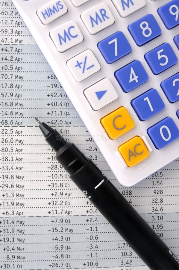 Data Sheet, Pen and Calculator Stock Image - Image of counter ...