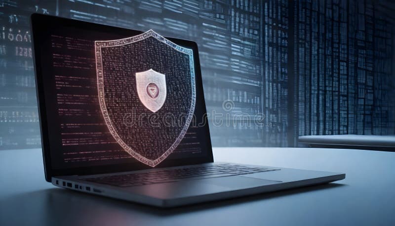 Data Shield: the Cyber Security Wall Hovering Over Your Workspace Stock ...