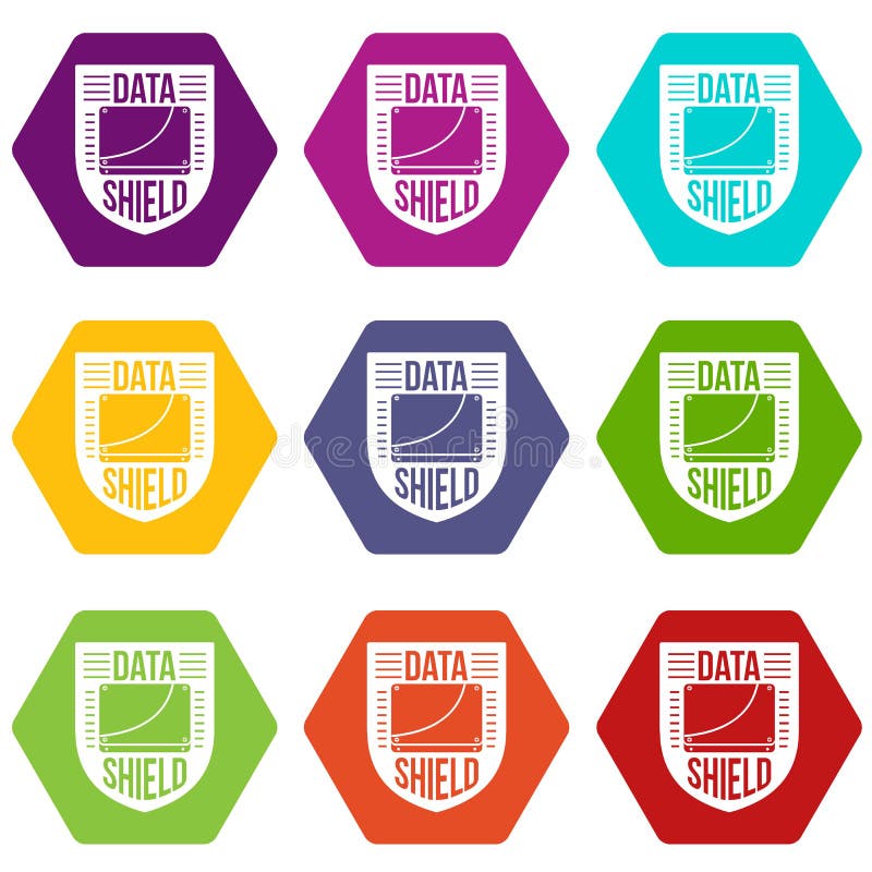 Data Shield Icons Set 9 Vector Stock Vector - Illustration of infection ...