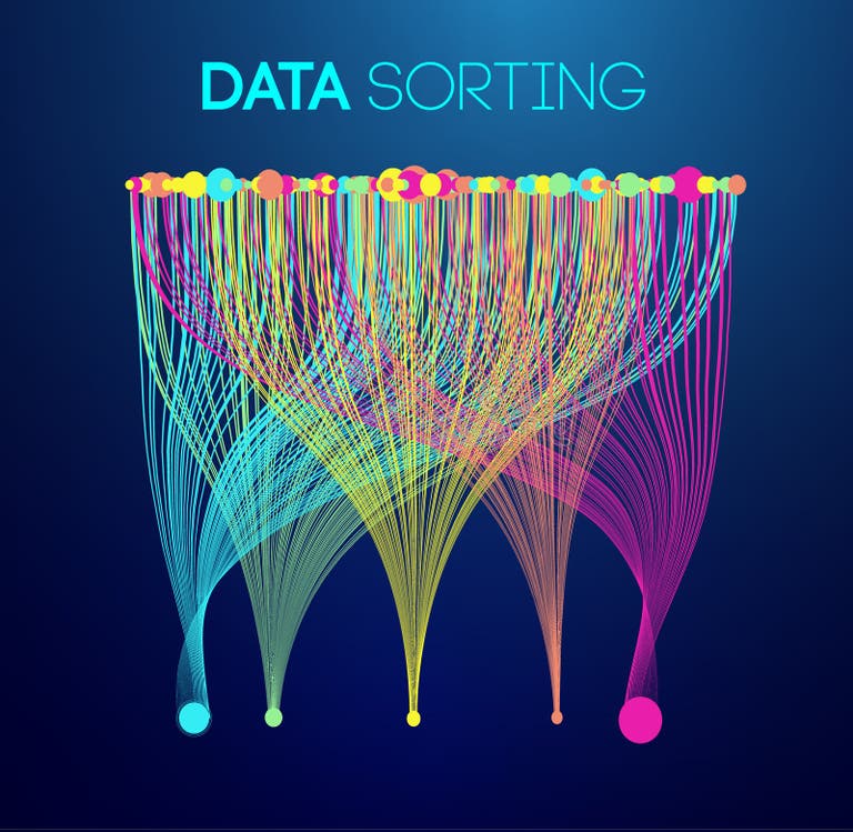 Data Sorting Colorful Lines Background Data Flow Technology Illustration Stock Image Image Of