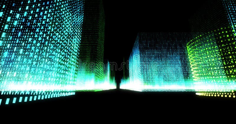 Data, Speed and Neon City Map with Virtual Infrastructure, Connection ...