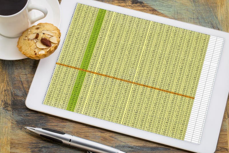 Data Spreadsheet on Digital Tablet Stock Image - Image of number ...