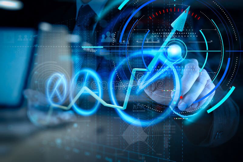 Double Exposure Businessman Hand Drawing Pie Chart Stock Photos - Free ...