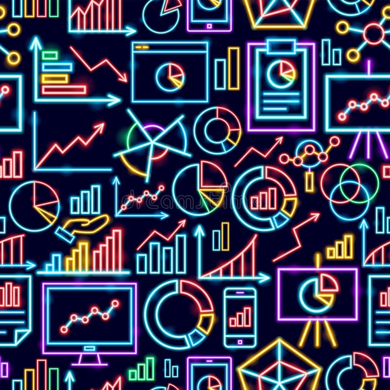 Data Statistics Seamless Neon Pattern Stock Illustration - Illustration ...