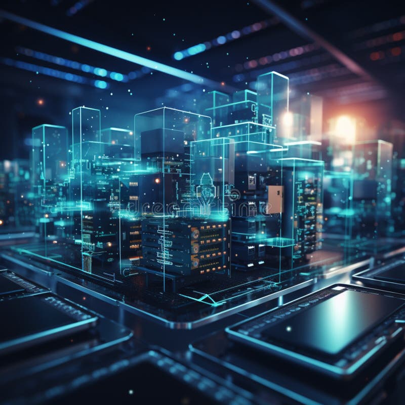 Data Storage Cabinet Quantum Computing Database Cloud Computing Concept ...