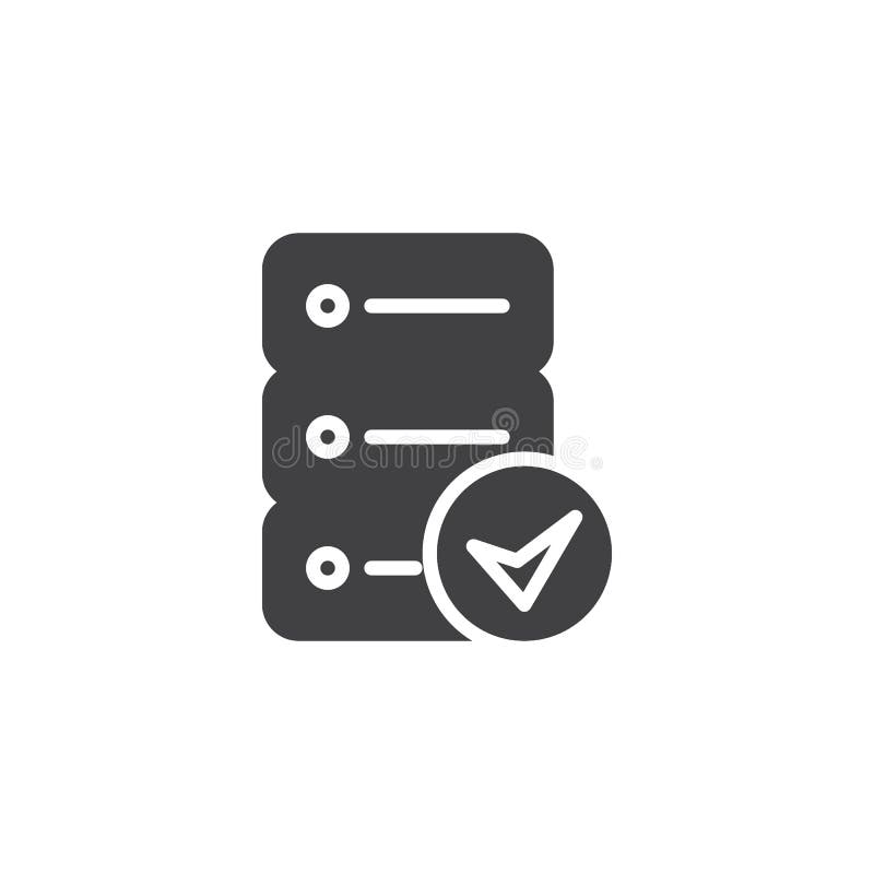 Database with Check Mark Line Icon, Outline Vector Sign, Linear Style ...