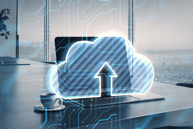 Data Storage and Cloud Computing Technology Concept with Digital Arrow ...