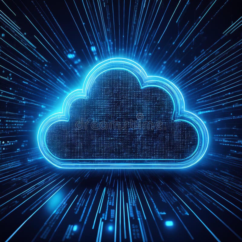 Data Storage and Cloud Computing Technology Concept with Digital Blue ...