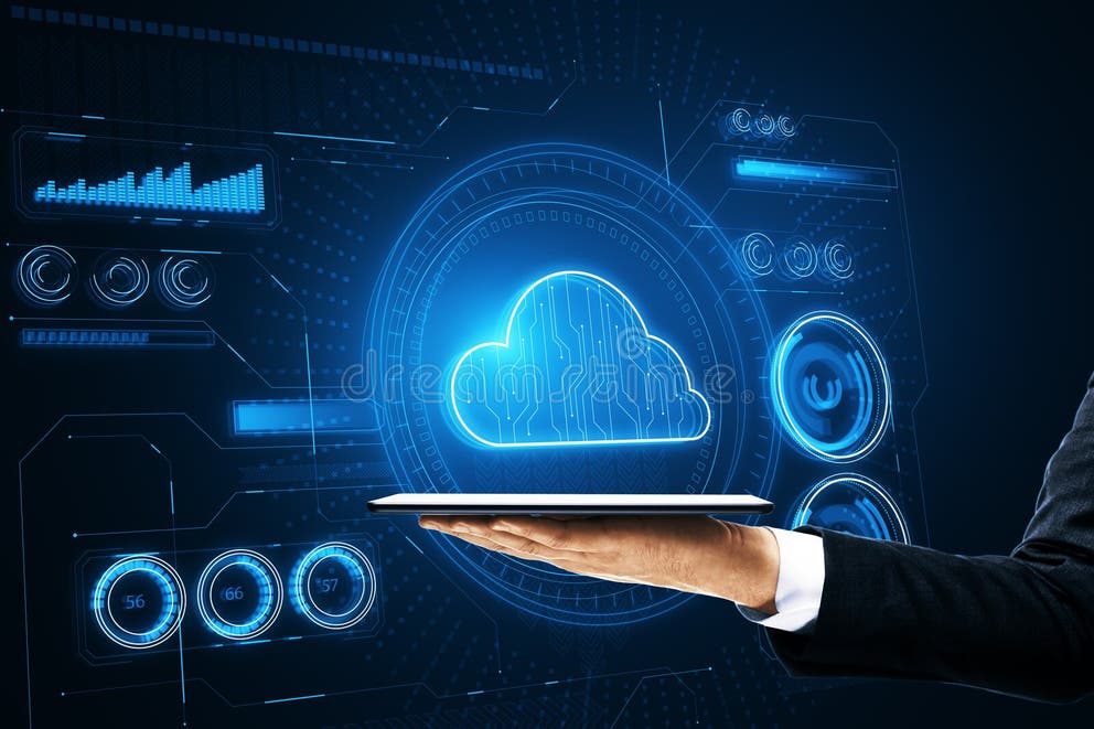 Data Storage and Blue Cloud Technology Concept Stock Image - Image of ...