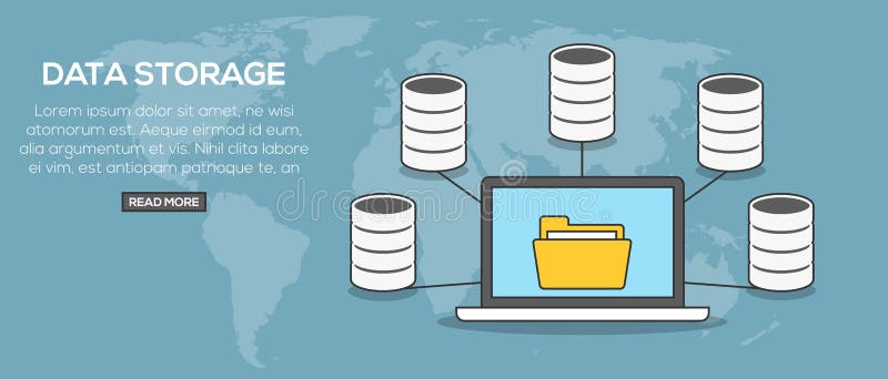 Data Storage Concept Banner Stock Vector - Illustration of thin ...