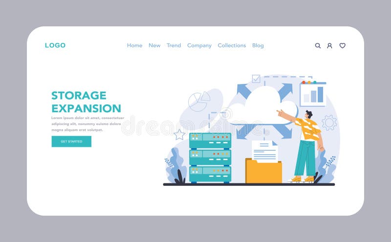 Data Storage Concept. Flat Vector Stock Vector - Illustration of server ...