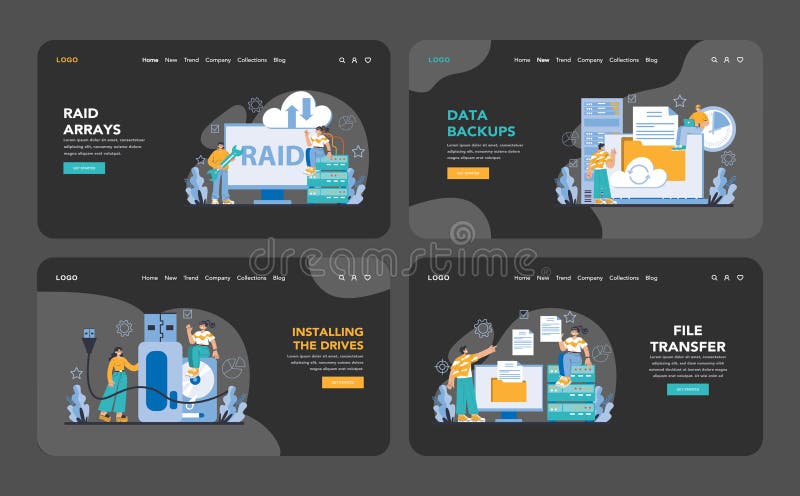Data Storage Concept. Flat Vector Illustration. Stock Vector - Illustration of security, backup ...
