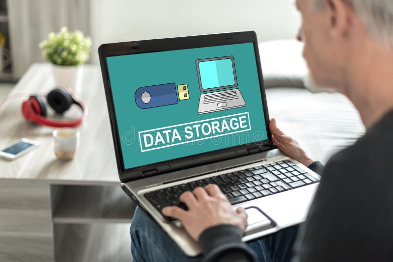 Data Storage Concept on a Laptop Screen Stock Photo - Image of symbol ...