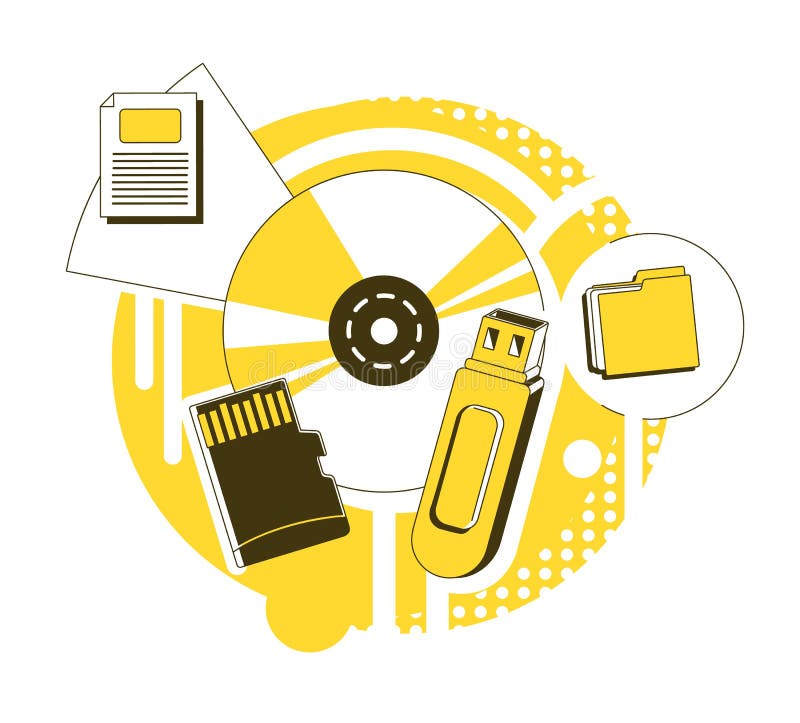 Data Storage Devices Thin Line Concept Vector Illustration Stock Vector ...