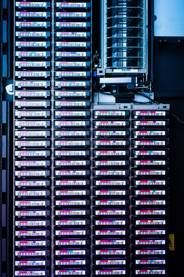 Data Storage Hard Drives with Magnetic Tapes Stock Photo - Image of ...