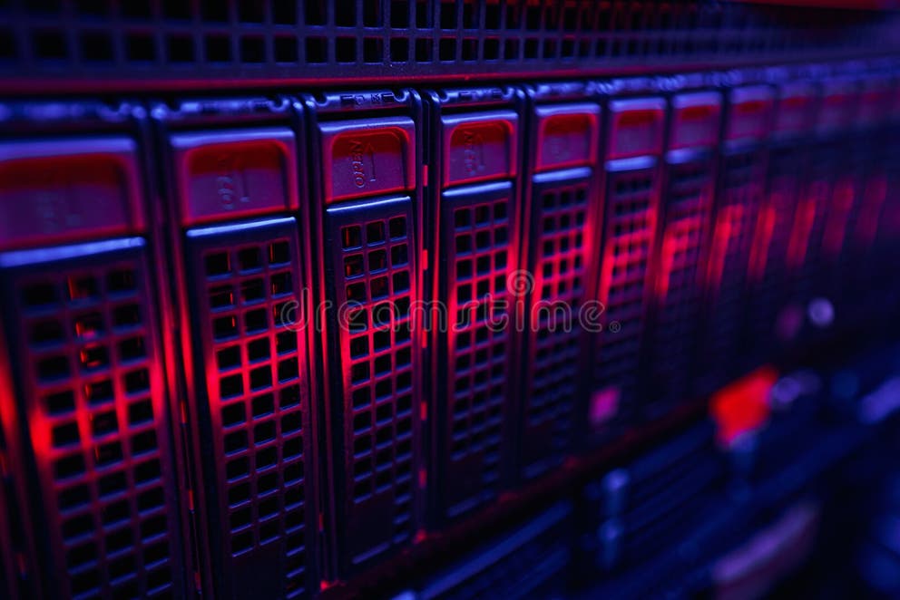 Data Storage Hardware Equipment in Co-location Facility Stock Image ...