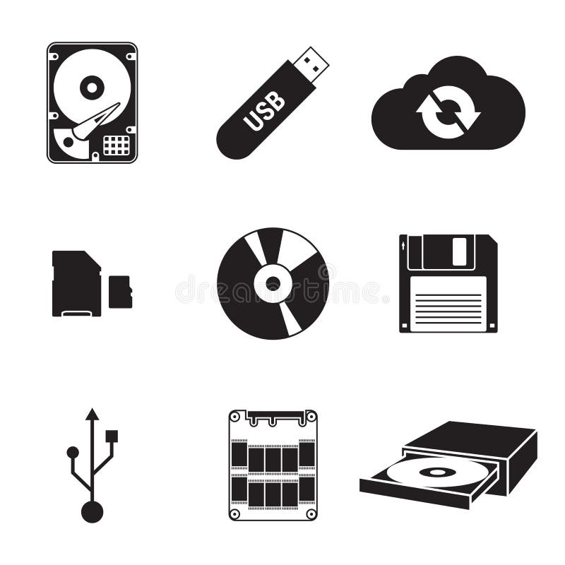 Data storage icons stock illustration. Illustration of drive - 98665058