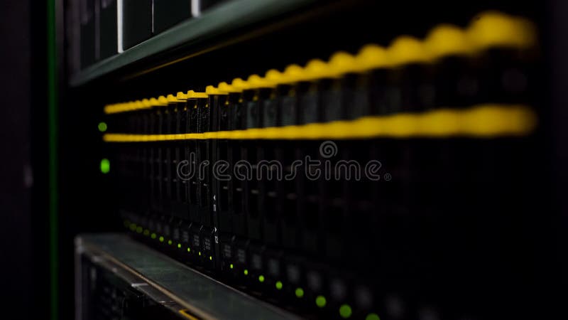 Data Storage Illuminated with Led, Networking Connection, Server Racks ...