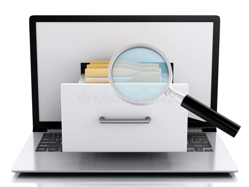 3d Laptop and Files. Isolated White Background Stock Illustration ...