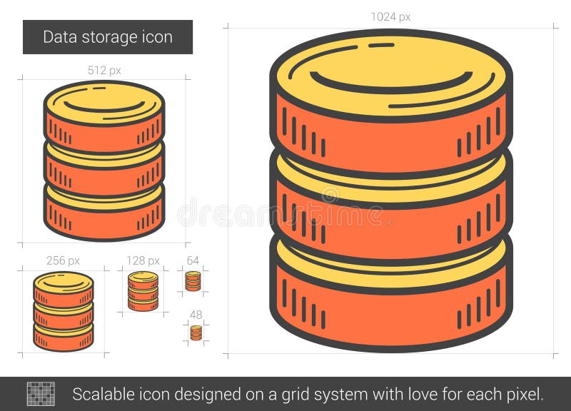 Data storage line icon. stock vector. Illustration of linear - 76919552
