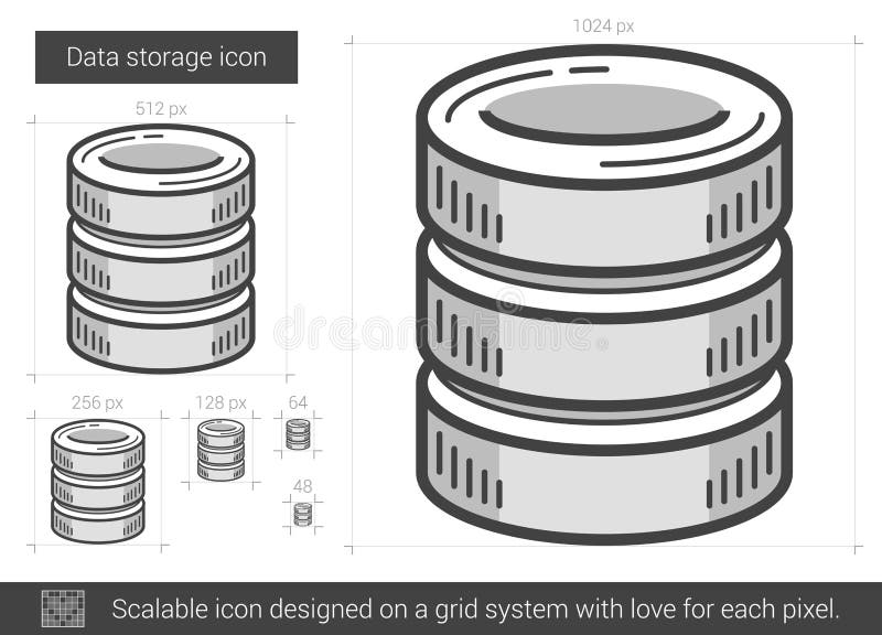 Data storage line icon. stock vector. Illustration of backup - 83916114