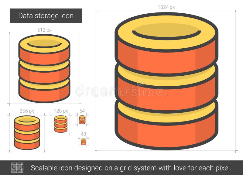 Data storage line icon. stock vector. Illustration of data - 85924475