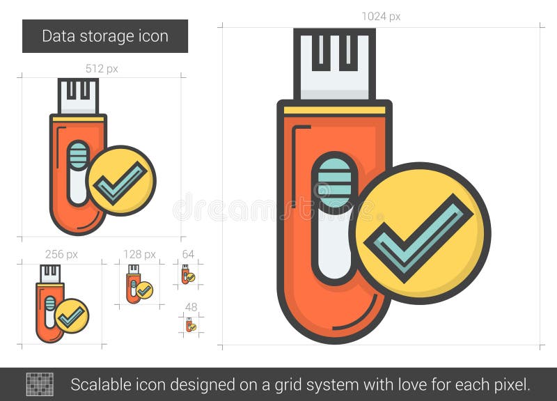 Data storage line icon. stock vector. Illustration of object - 85938885