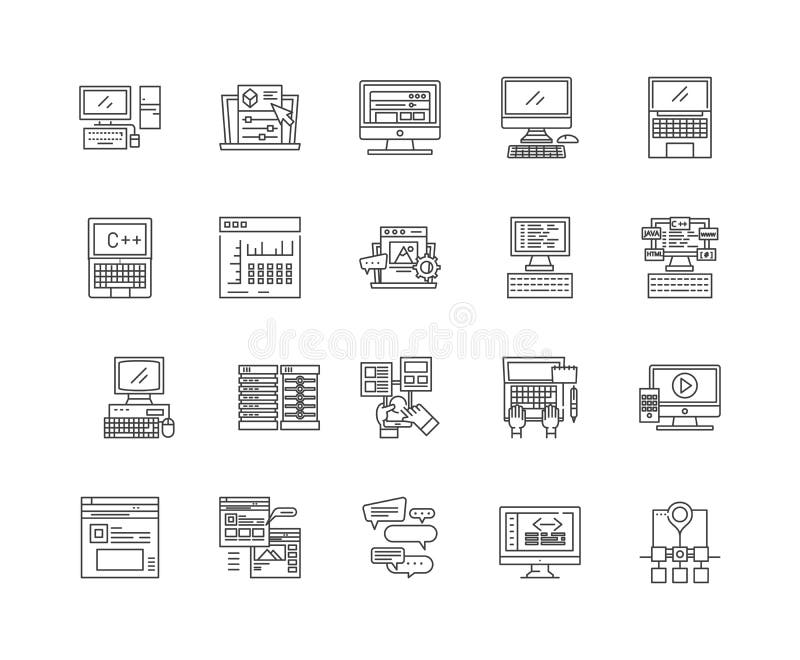 Data Storage Line Icons, Signs, Vector Set, Outline Illustration ...