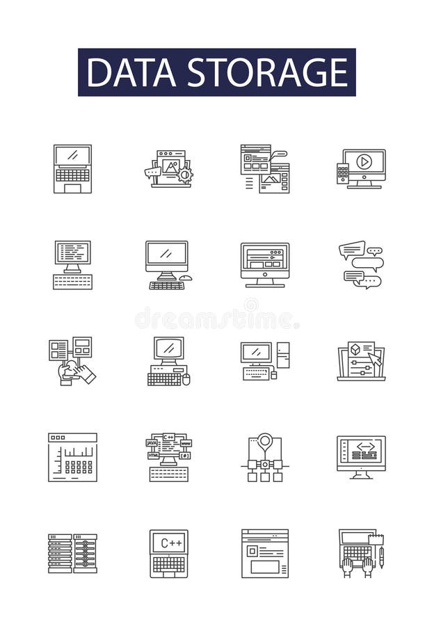 Data Storage Line Vector Icons and Signs. Storage, Backup, Cloud ... Data Storage Line Vector Icons and Signs. Storage, Backup, Cloud ...