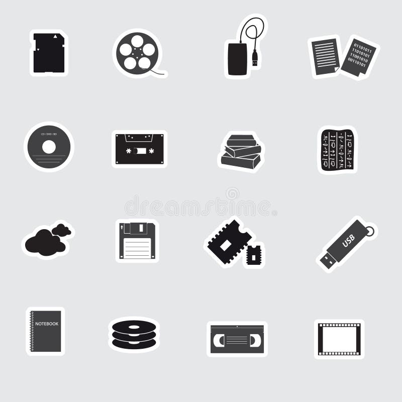 Data Storage Media Stickers Eps10 Stock Vector - Illustration of data ...